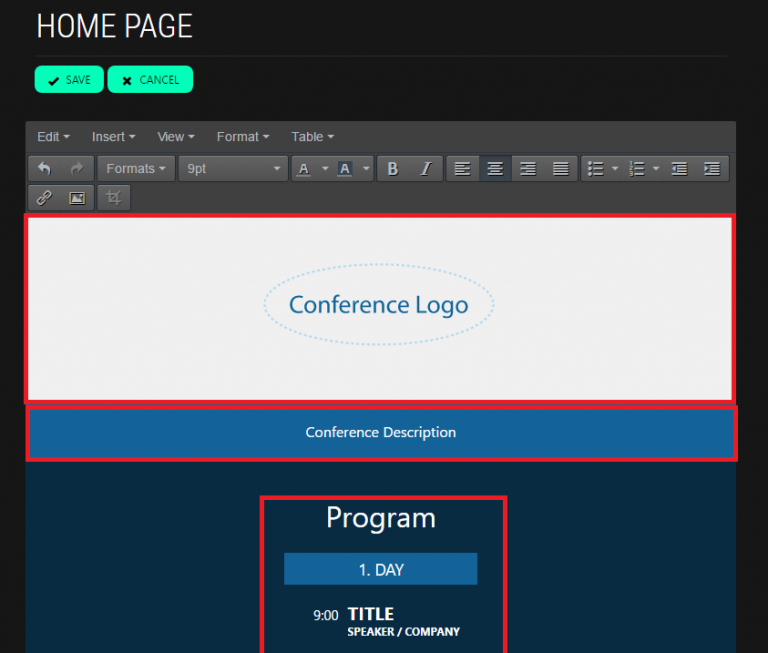 Create Home page | Myia.Events